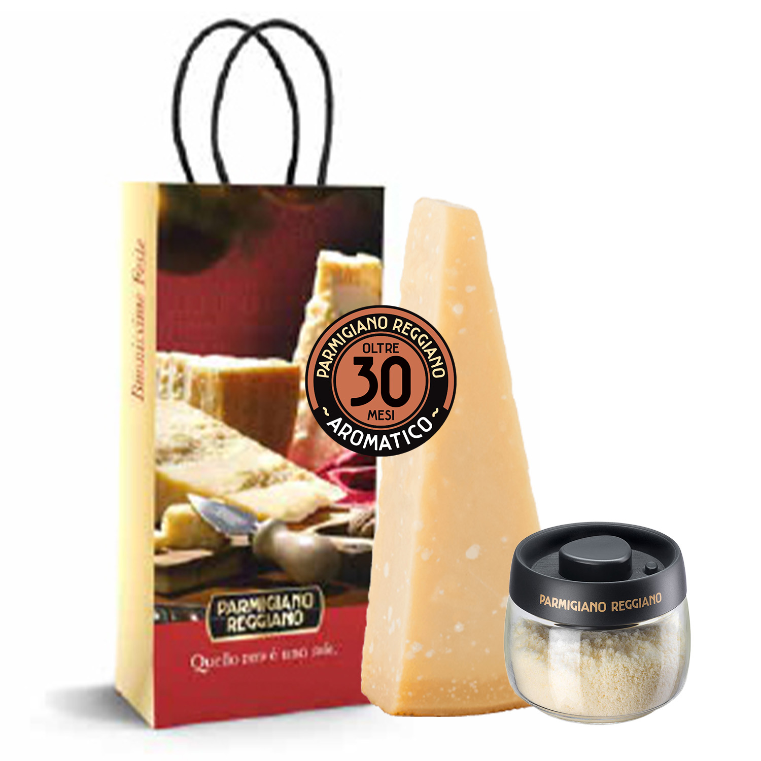 Kit - Parmigiano Reggiano D.O.P. 30 mesi (0,500gr) con busta regalo e ...